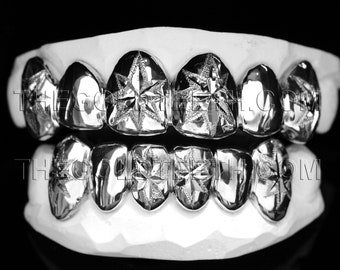 Silver Grillz 925 Sterling Silver Teeth Real Diamond Cut - Etsy