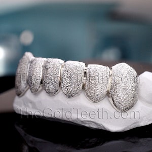Silver Grillz 925 Sterling Silver Teeth Real Diamond Dust Silver Grill ...