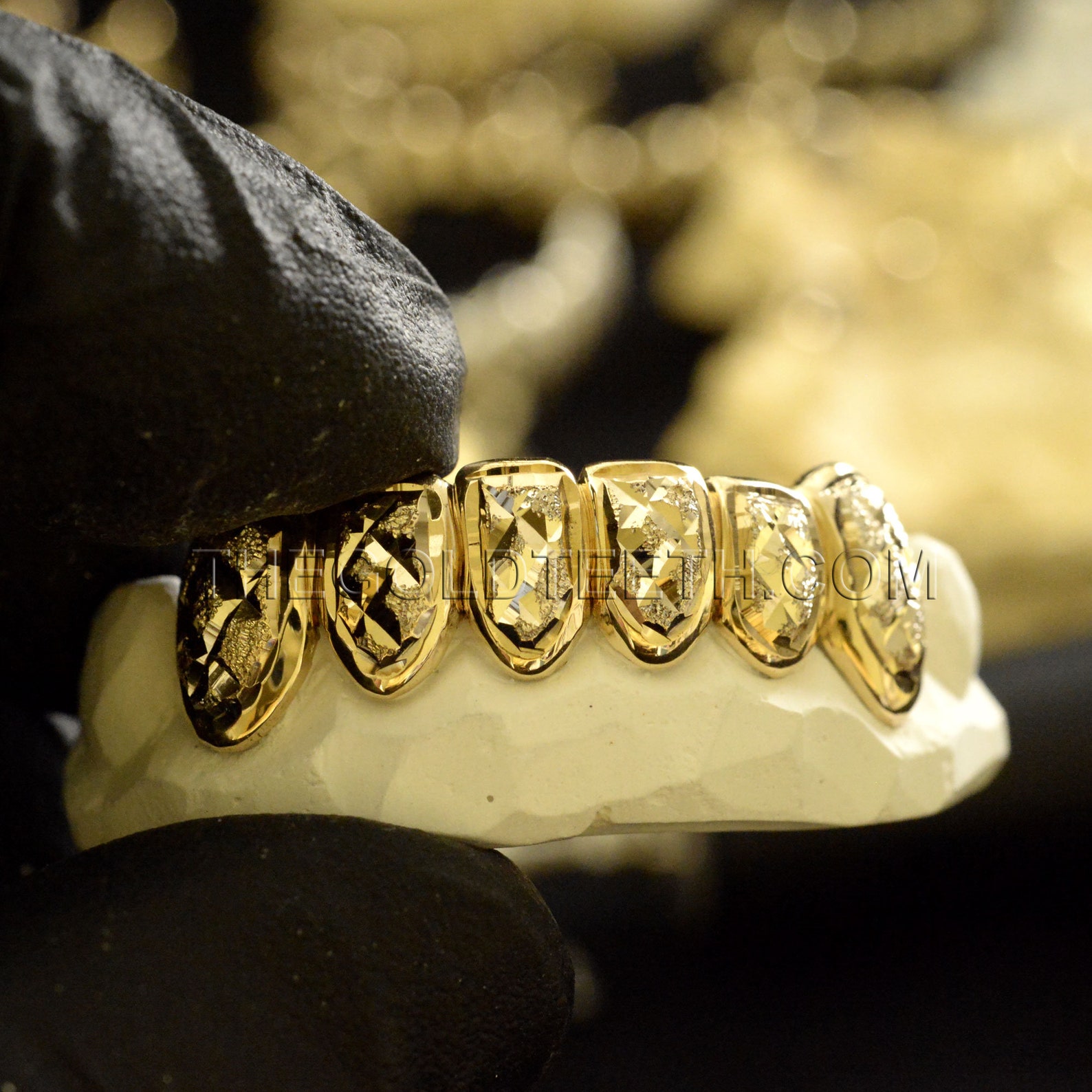 Custom Gold Grillz 10k Gold Teeth Diamond Dust Yellow Grillz | Etsy