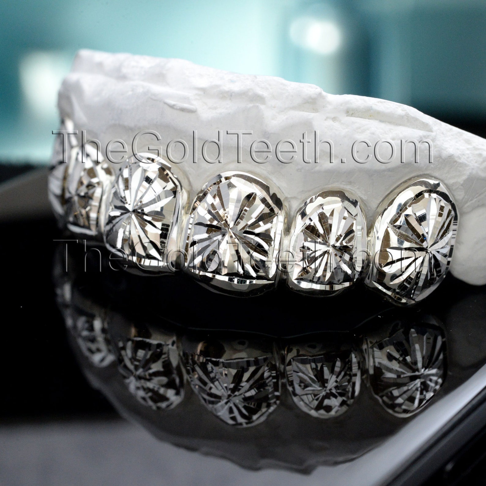 Custom Silver Grillz 925 Sterling Silver Teeth Real Diamond Cut Silver ...