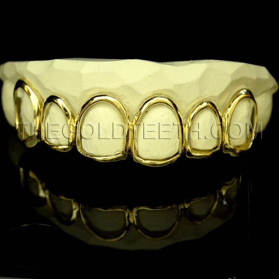 Gold Grillz 10k,14k,18k Custom Gold Teeth Open Face Yellow Grillz Real ...