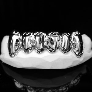 Silver Grillz 925 Sterling Custom Silver Teeth Real Diamond Cut Silver ...