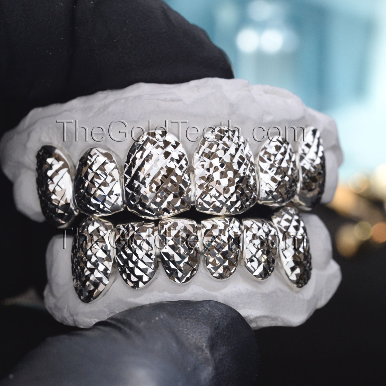 Silver Grillz 925 Sterling Silver Teeth Real Diamond Cut Custom Silver ...
