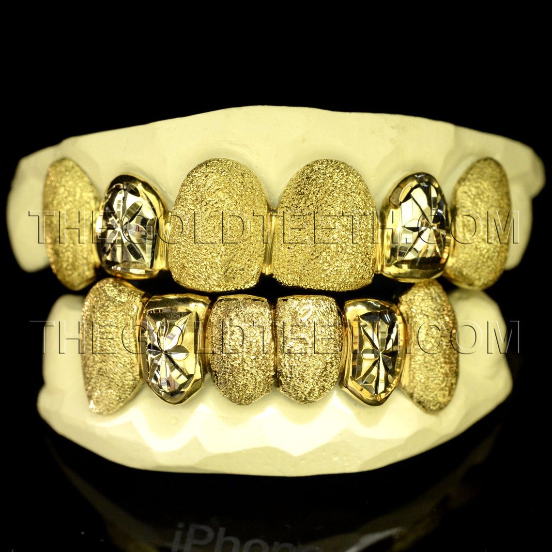Custom Gold Grillz 10k Gold Teeth Diamond Dust Yellow Gold - Etsy
