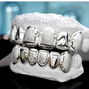 Sterling Silver Grillz 925 Custom Silver Teeth Real Diamond Dust Silver ...