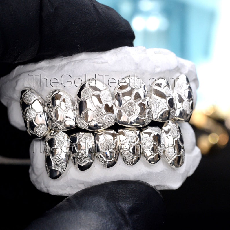 Custom Silver Grillz 925 Sterling Silver Teeth Real Diamond - Etsy