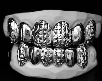Silver Grillz 925 Silver Custom Teeth Real Diamond Cut Silver - Etsy