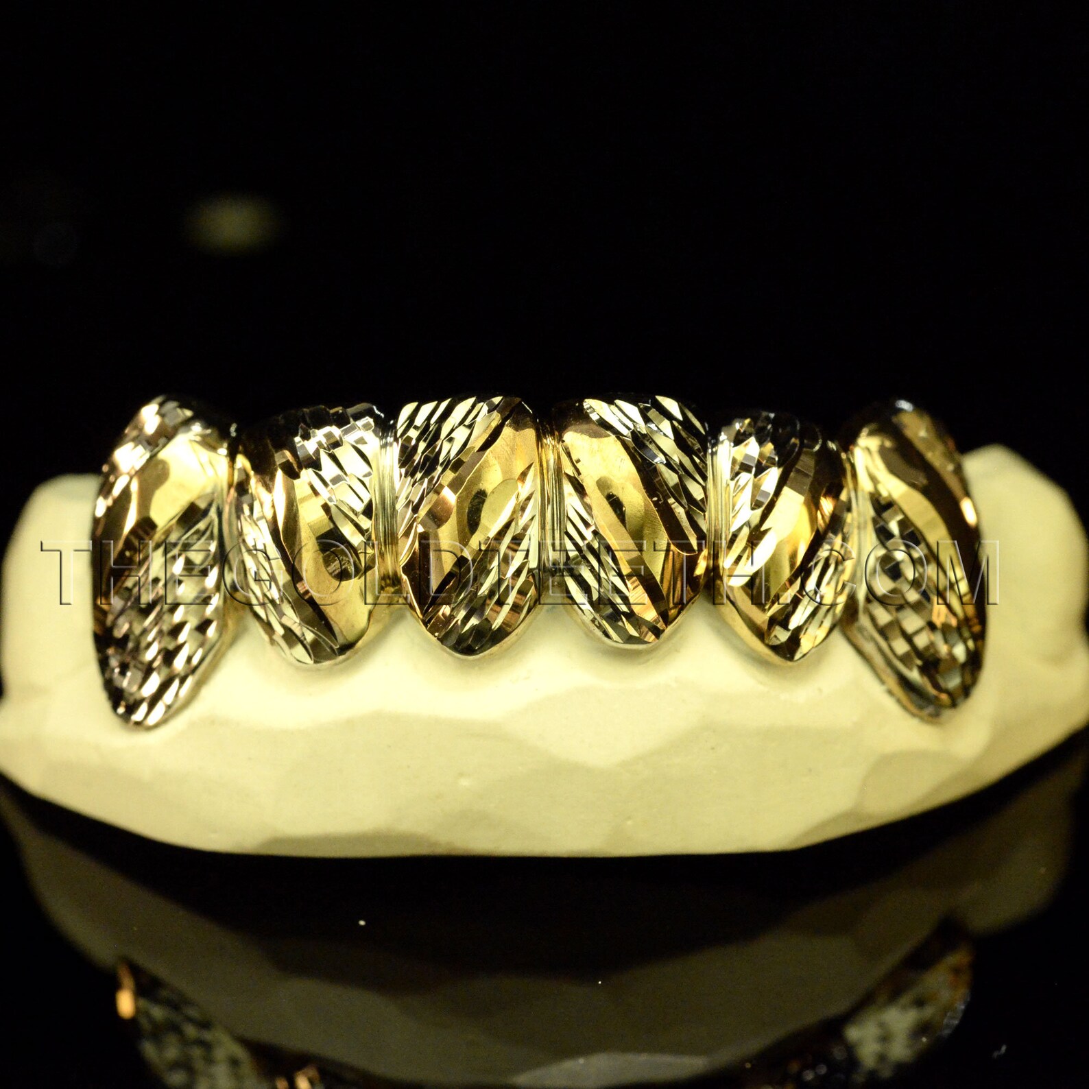 Custom Gold Grillz 10k Gold Teeth Diamond Cut Yellow Gold Grillz Real ...