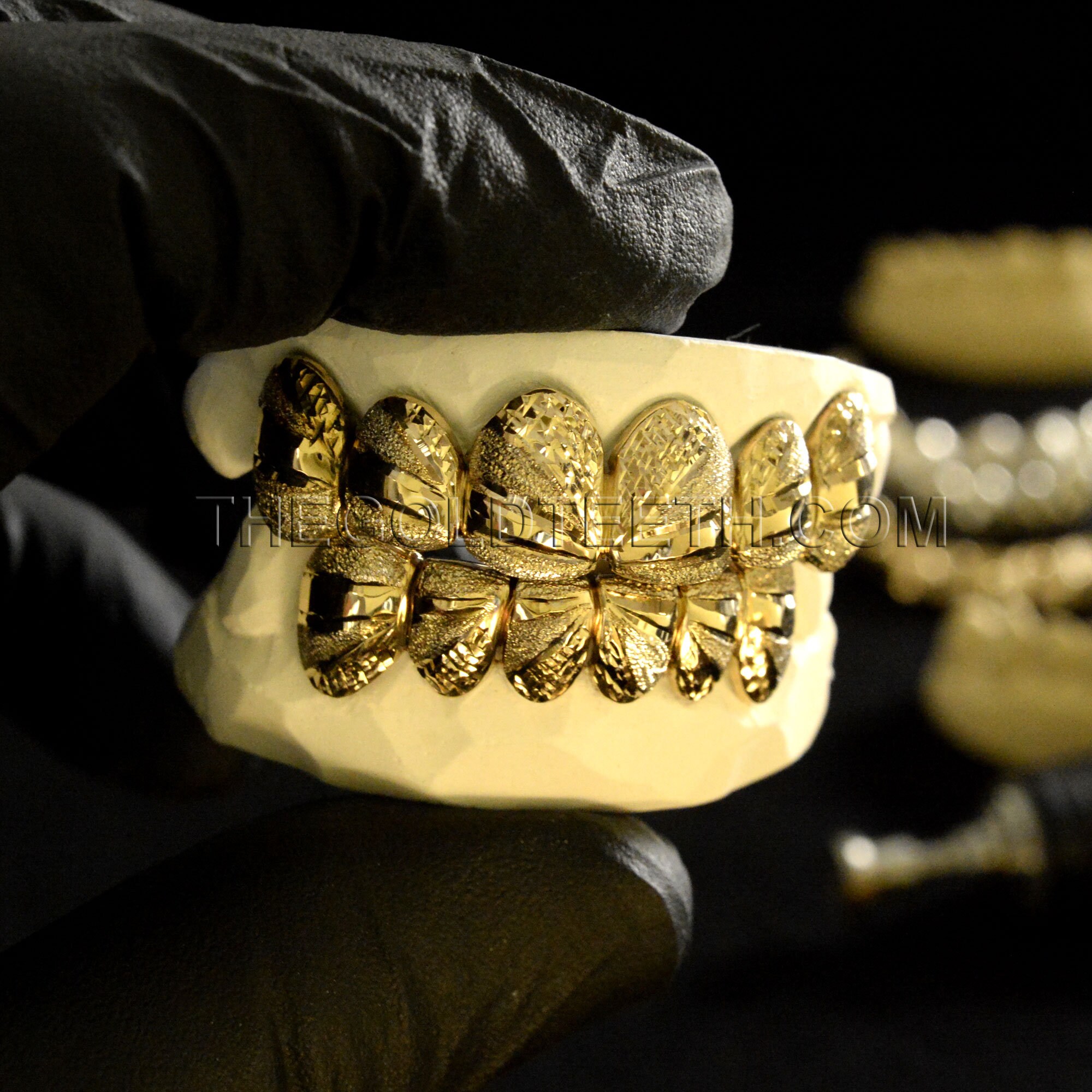 Grillz 10k Custom Gold Teeth Diamond Dust Yellow Gold Grillz - Etsy