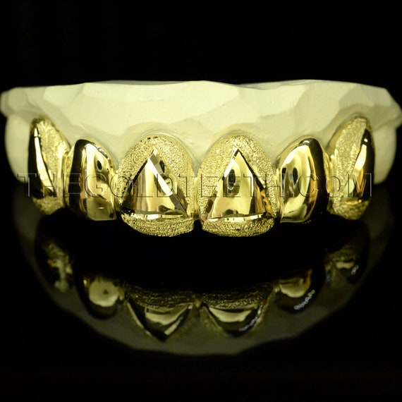 Gold Grillz 10k14k18k Custom Gold Teeth Diamond Dust Yellow | Etsy