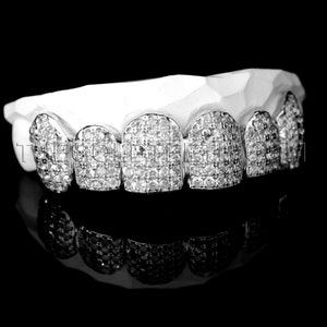 Grillz CZ Iced Out Silver Grillz Custom 925 Sterling Silver Teeth Real ...