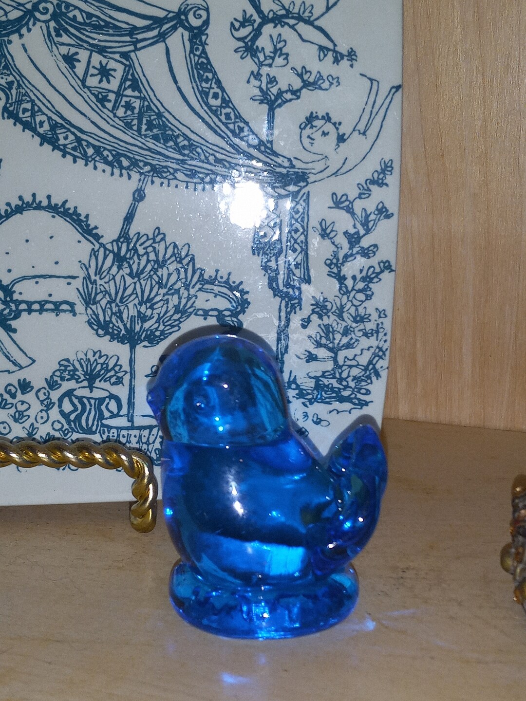 Vintage 90s 1995 Leo Ward Blue Bird Happiness Figurine Signed Art Glass ...