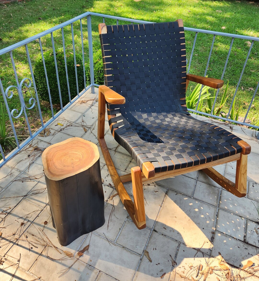 Teak Stump Side Table Black - Etsy