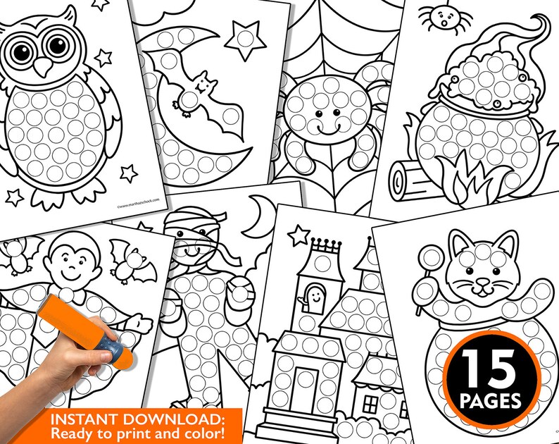 Halloween Dot Marker Coloring Pages: Fine Motor Activity (PDF) - Etsy