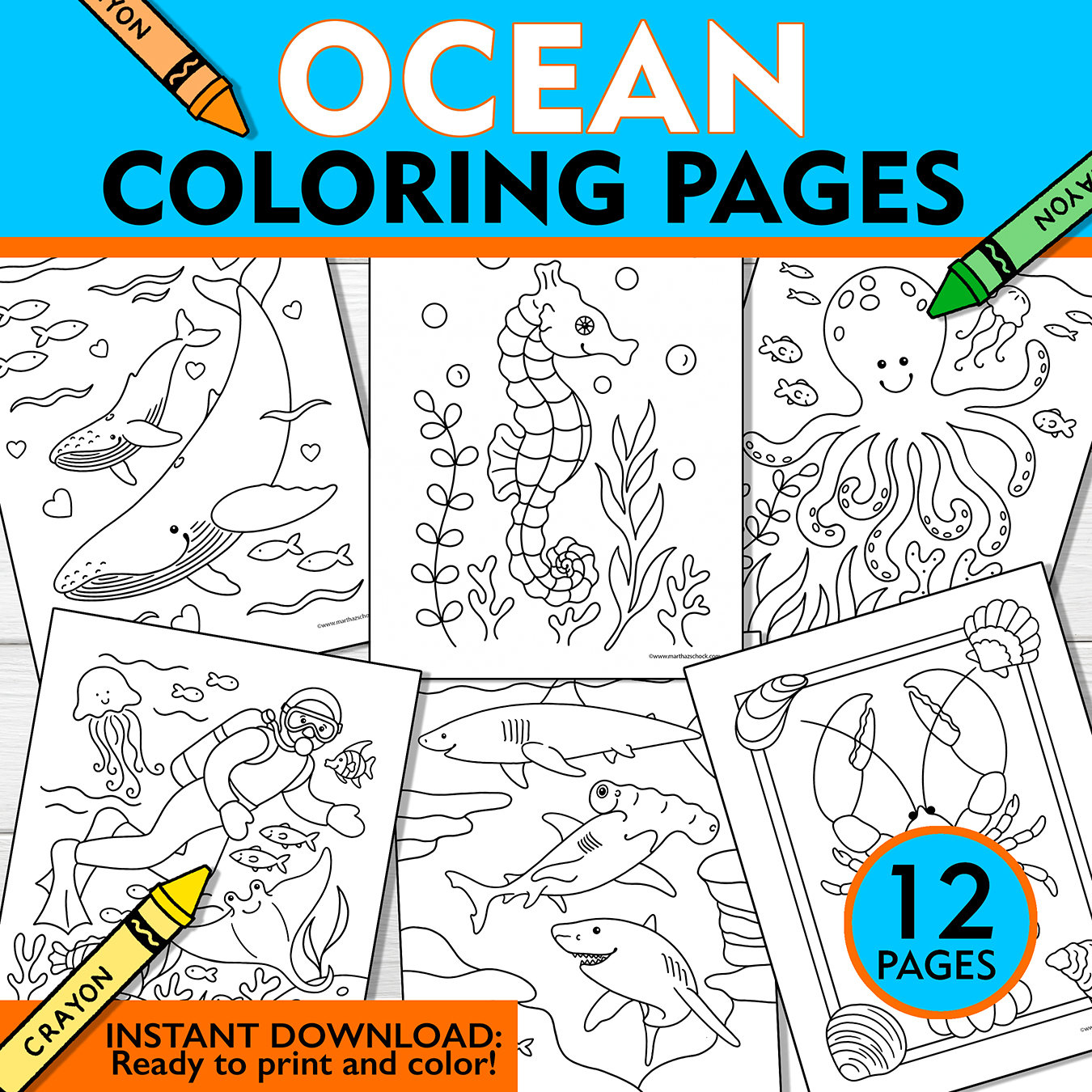 Ocean Coloring Pages, Kids Ocean Coloring Pages, Ocean Animal Coloring ...