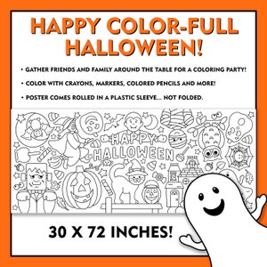 Giant Halloween Coloring Banner: Fall Party Table Cover (30”x72”) - Etsy