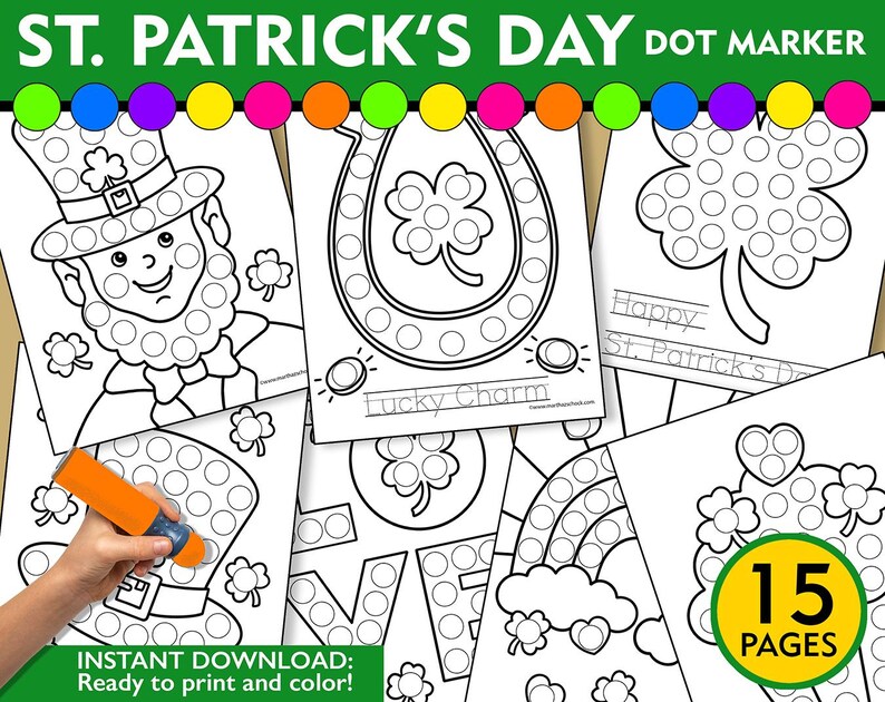 St Patricks Day Dot Marker Coloring Pages: Fine Motor Skills (digital ...