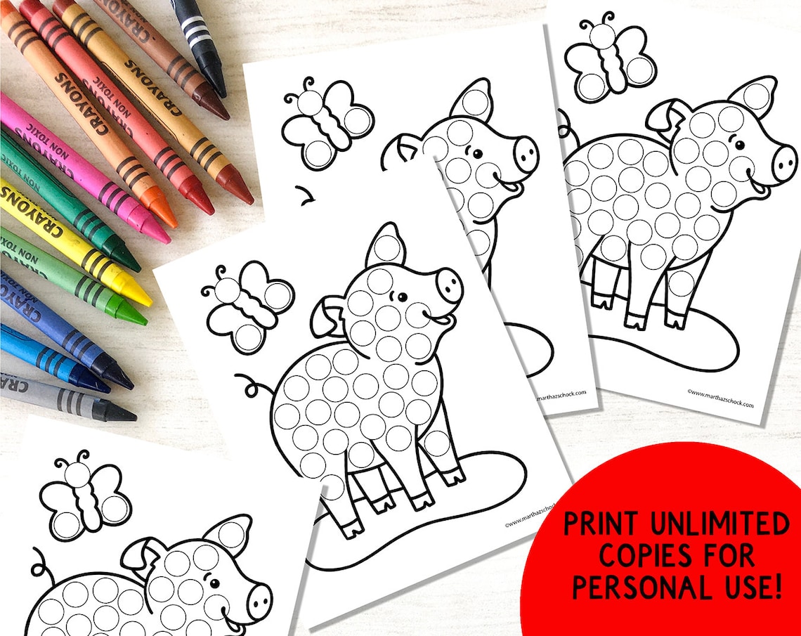 Farm Animals Dot Marker Coloring Pages: Fine Motor Skills (PDF) - Etsy