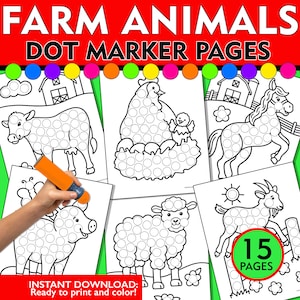 Farm Animals Dot Marker Coloring Pages: Fine Motor Skills (PDF) - Etsy