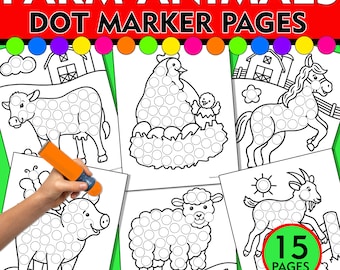 Do a Dot Farm Coloring Pages Printable Activity Sheet - Etsy