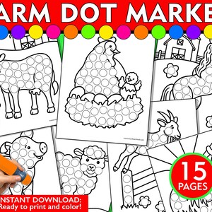 Farm Animals Dot Marker Coloring Pages: Fine Motor Skills (PDF) - Etsy