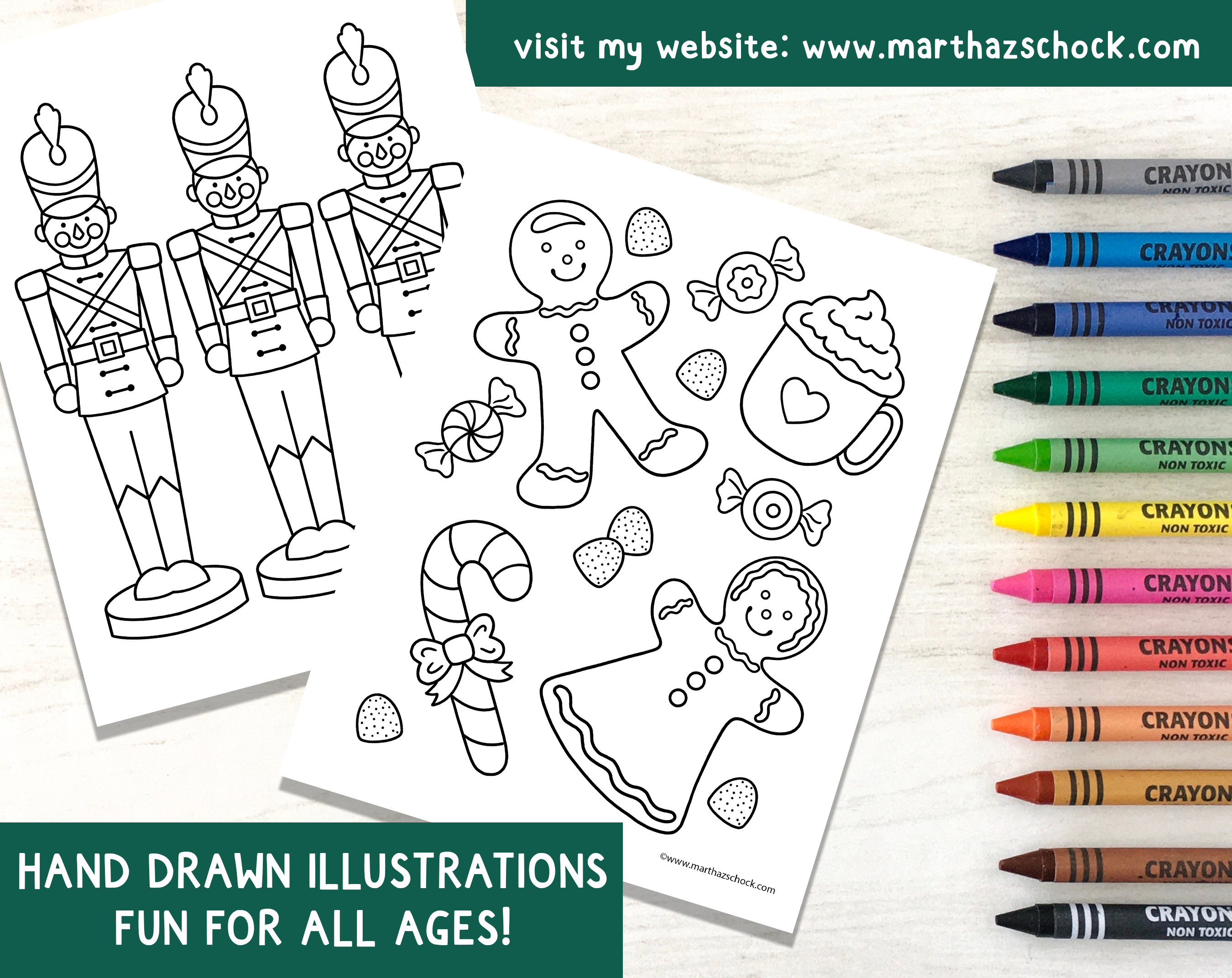 Nutcracker Ballet Coloring Pages: 20 Printable Christmas Holiday Sheets ...