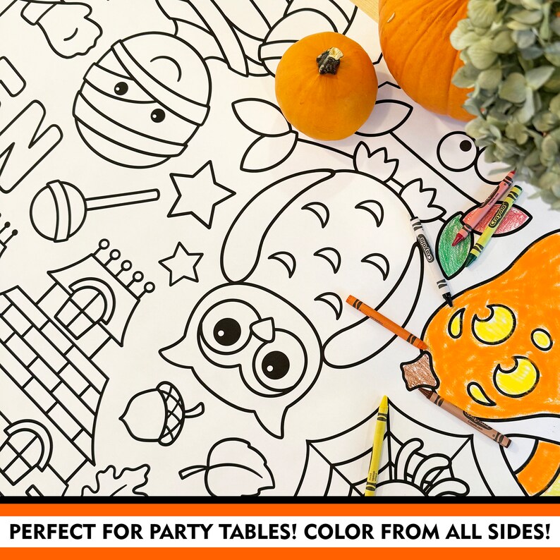 Giant Halloween Coloring Banner: Fall Party Table Cover (30”x72”) - Etsy