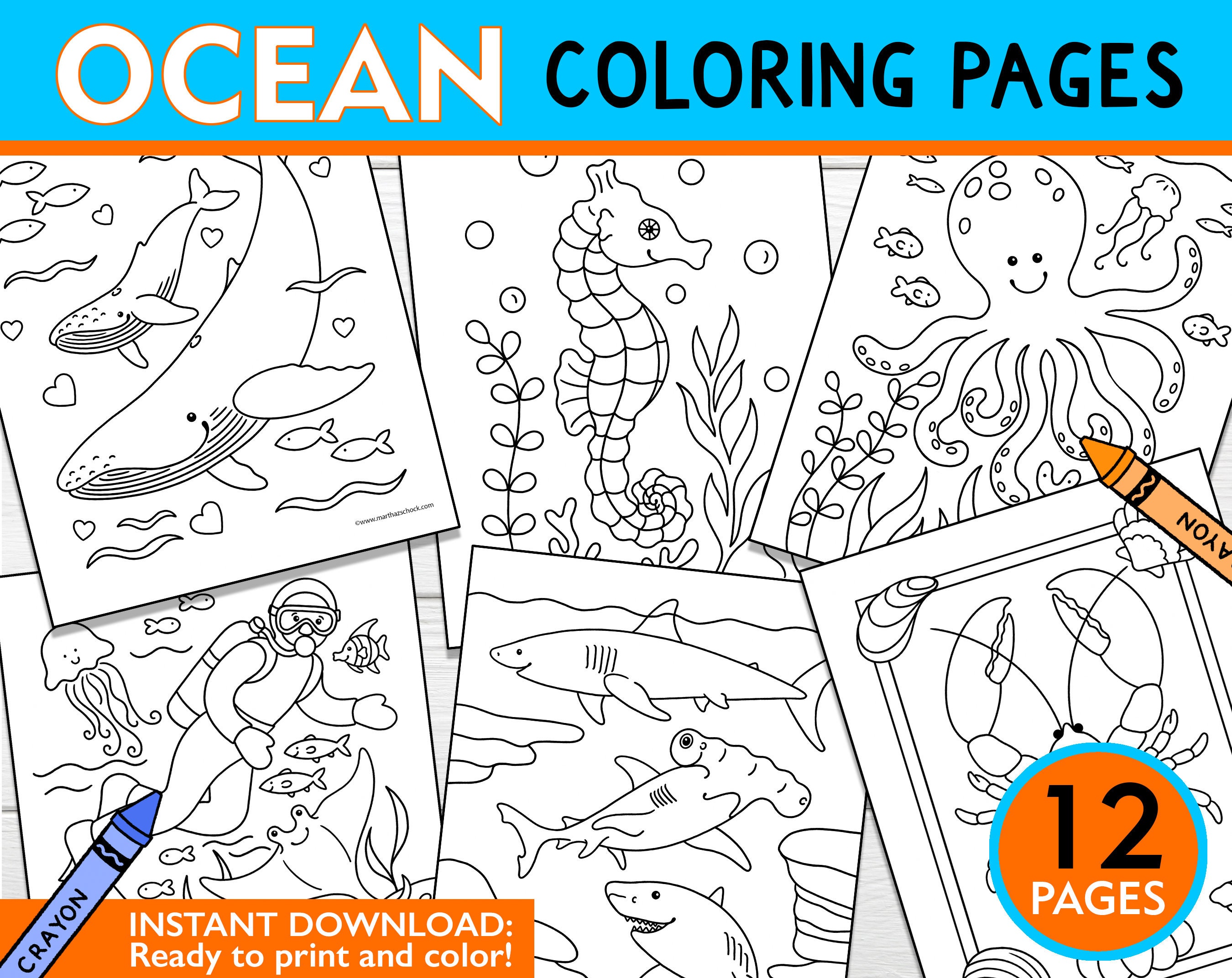 Ocean Coloring Pages, Kids Ocean Coloring Pages, Ocean Animal Coloring ...