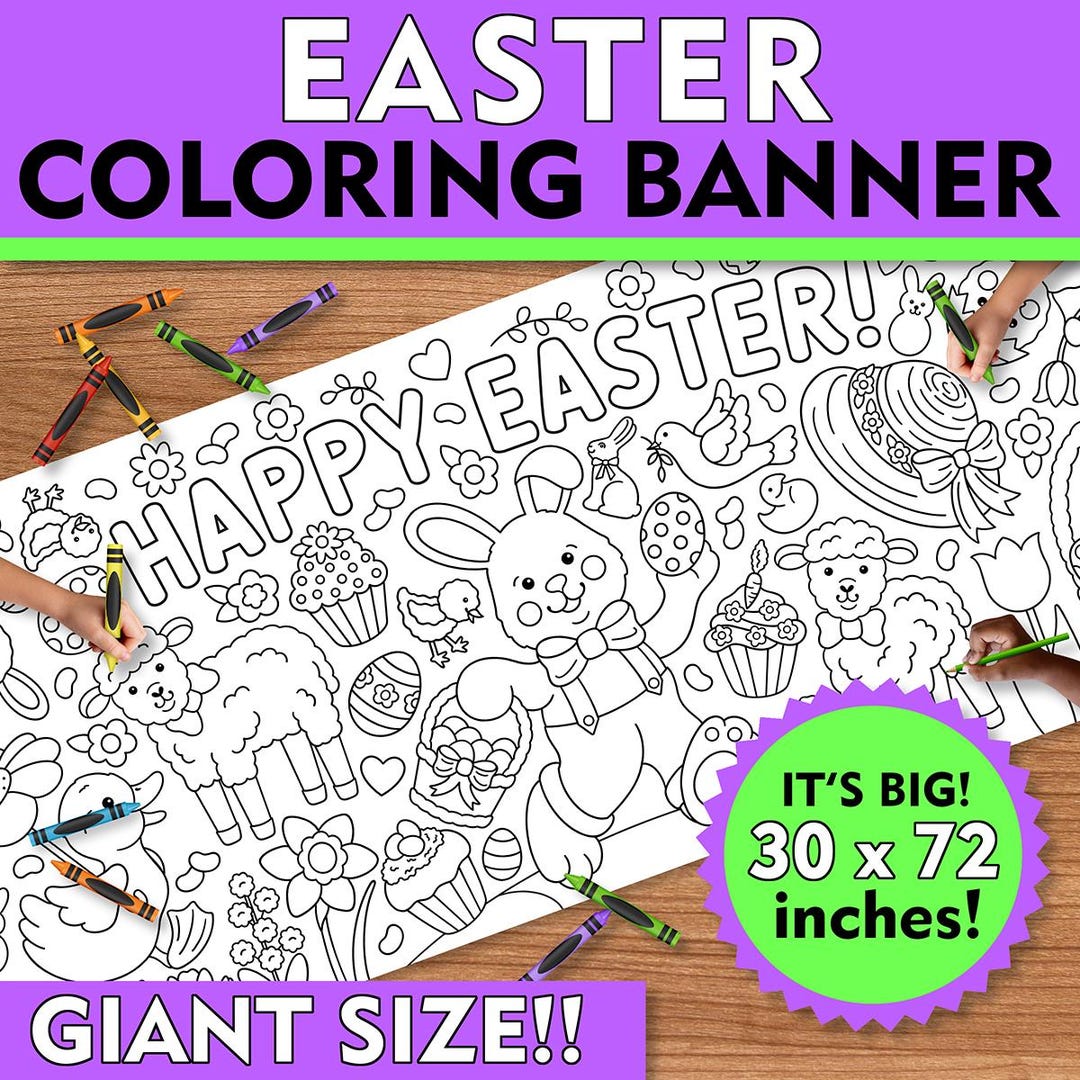 GIANT Easter Coloring Poster or Banner | Spring Paper Table Cover ...
