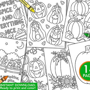 Pumpkin Coloring Pages: Fall Harvest Activity (PDF Download) - Etsy