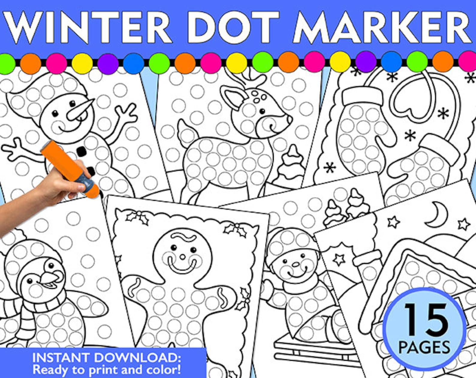 Winter Dot Marker Printable, Winter Do a Dot Activity, Dot Marker Fine ...