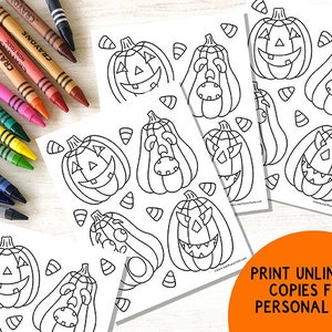 Pumpkin Coloring Pages: Fall Harvest Activity (PDF Download) - Etsy