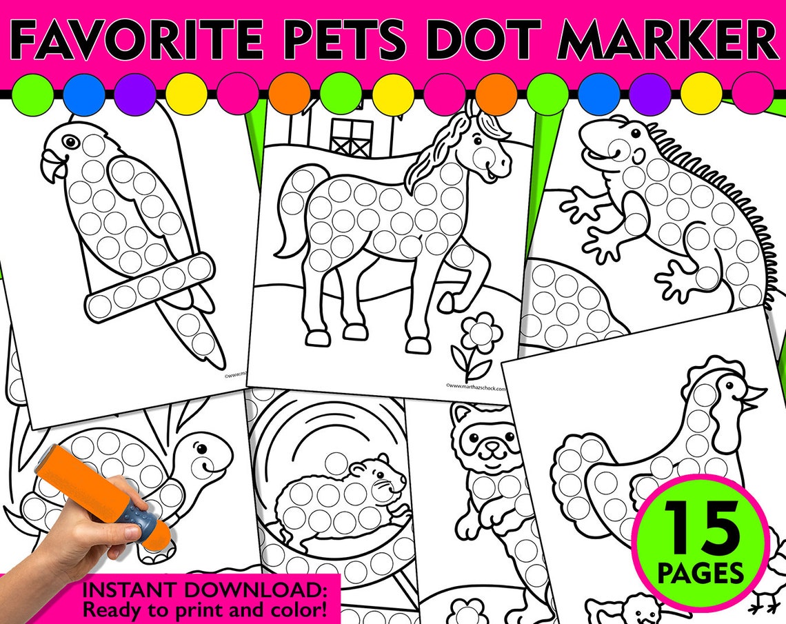 Pets Dot Marker Printable Coloring Pages, Pet Do a Dot Activity Pages ...