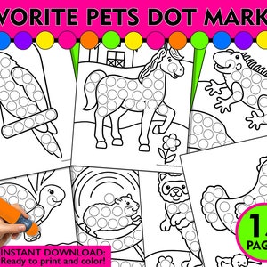 Pet Dot Marker Coloring Pages: Fine Motor Activity (PDF) - Etsy