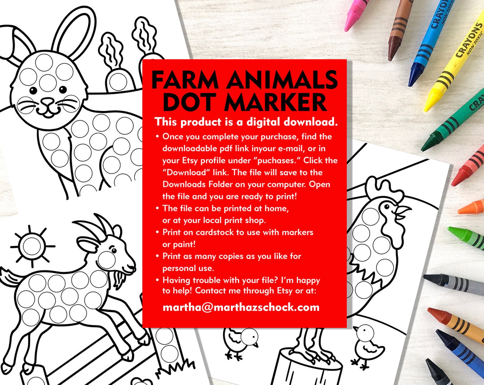 Farm Animals Dot Marker Coloring Pages: Fine Motor Skills (PDF) - Etsy