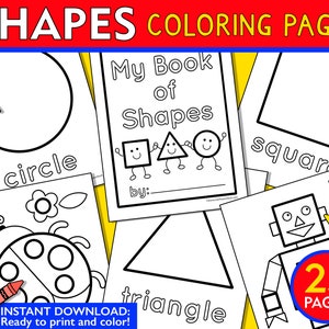 Shapes Coloring Pages: 25 Printable Basic Shape Illustrations (PDF ...