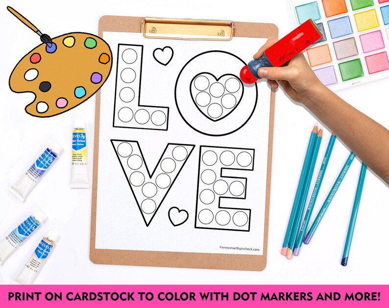 Valentine's Day Dot Marker Coloring Pages: Fine Motor Activity (PDF) - Etsy
