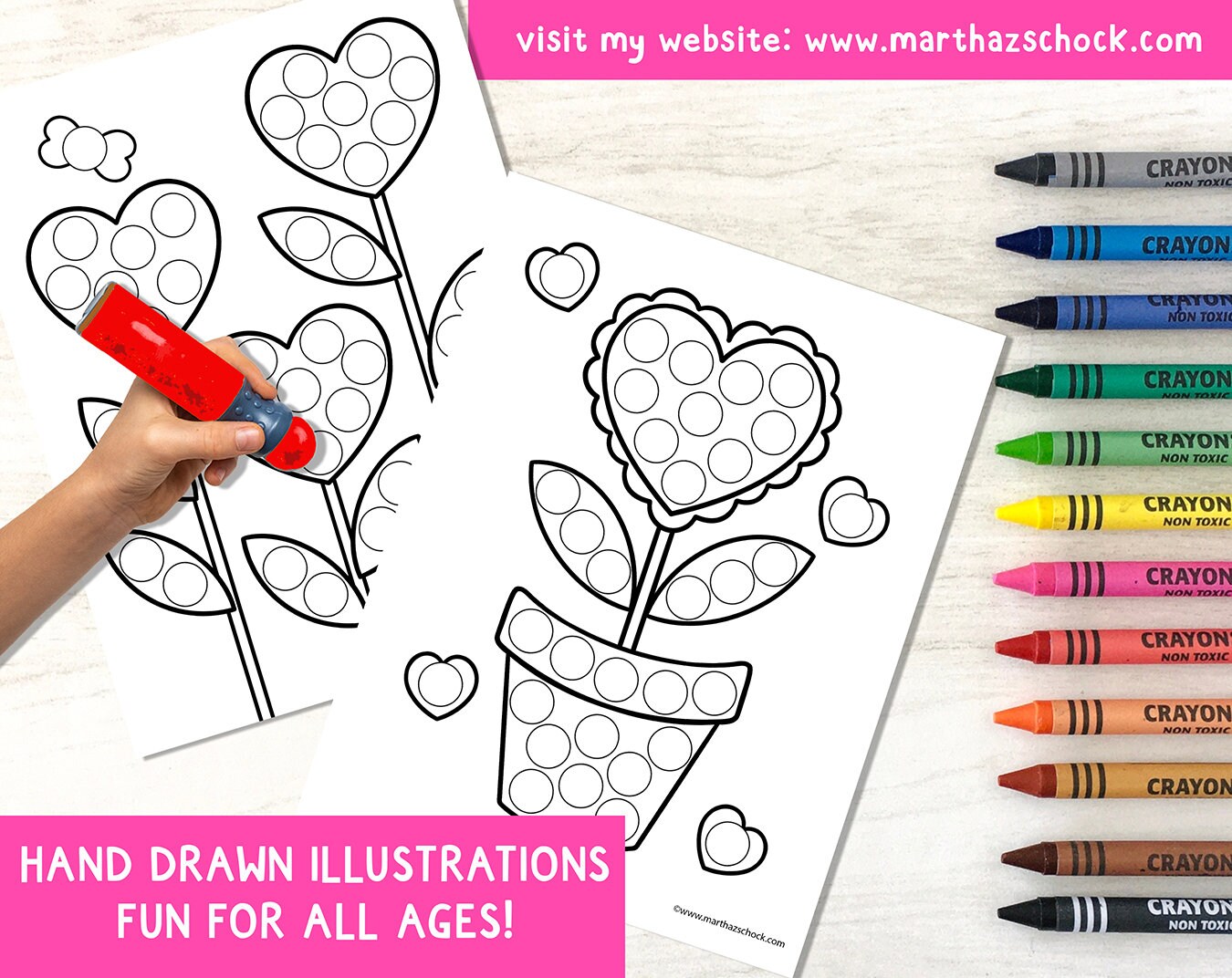 Valentine's Day Dot Marker Coloring Pages: Fine Motor Activity (PDF) - Etsy
