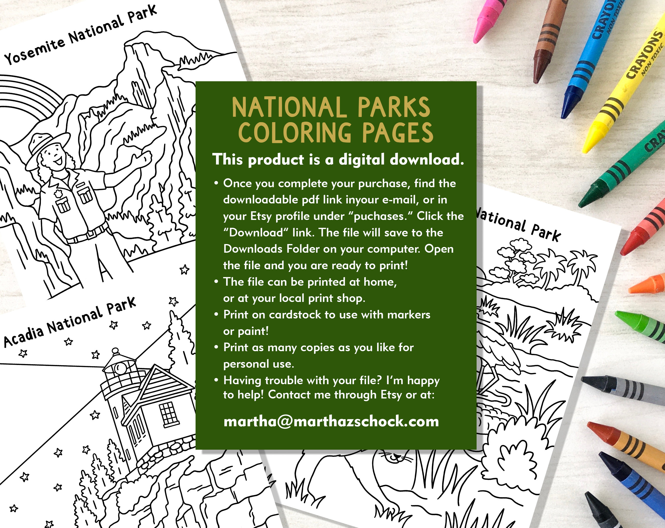 National Parks Coloring Pages: 12 Printable US Parks (PDF Download) - Etsy