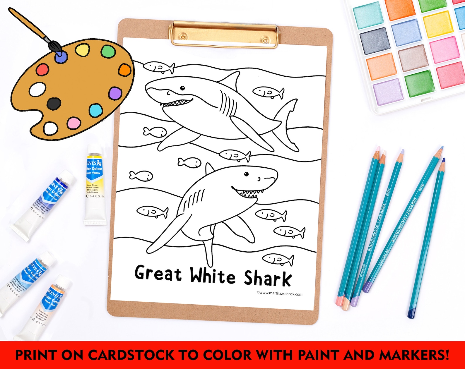 Shark Coloring Pages: Shark Week Activity, 15 Printable Designs (PDF ...