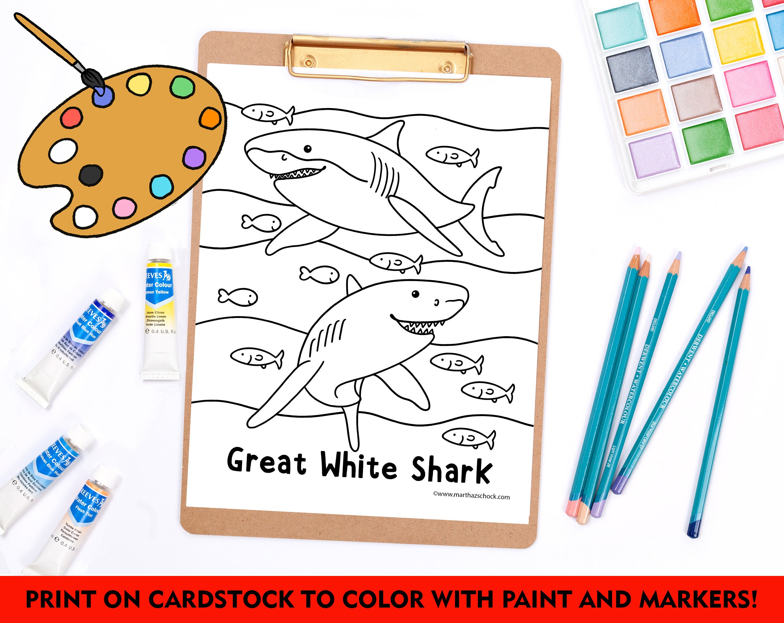 Shark Coloring Pages: Shark Week Activity, 15 Printable Designs (PDF ...