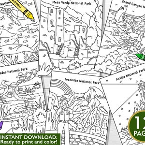 National Parks Coloring Pages: 12 Printable US Parks (PDF Download) - Etsy