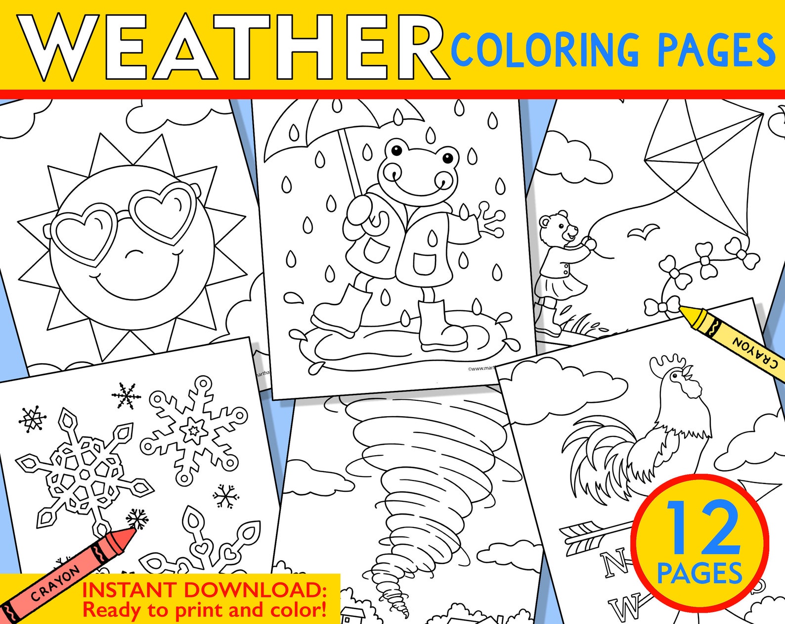 Weather Coloring Pages, Weather Coloring Sheets, Kids Weather Coloring ...