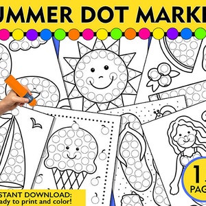 Summer Dot Marker Coloring Pages: Fine Motor Activity (PDF) - Etsy