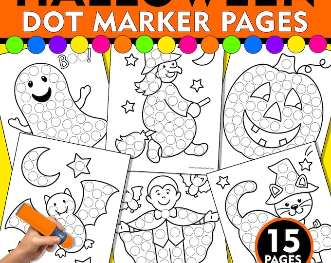 Halloween Dot Marker Coloring Pages: Fine Motor Activity (PDF) - Etsy
