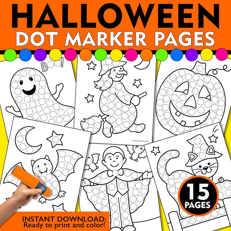 Halloween Dot Marker Coloring Pages: Fine Motor Activity (PDF) - Etsy