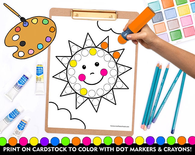Summer Dot Marker Coloring Pages: Fine Motor Activity (PDF) - Etsy