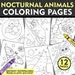 Nocturnal Animals Coloring Pages: 12 Printable Sheets (digital Download ...