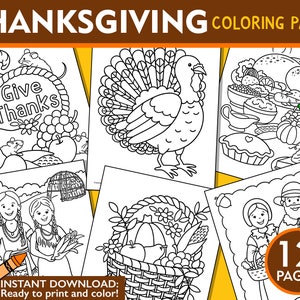 Thanksgiving Coloring Pages: 12 Printable Fall Activity Sheets (PDF) - Etsy