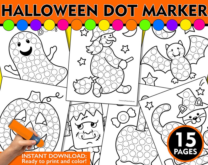 Halloween Dot Marker Coloring Pages: Fine Motor Activity (PDF) - Etsy
